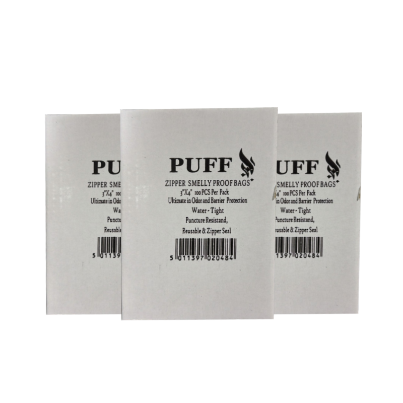 Puff Zipper Smelly Proof Bag 3" x 4" 100 Bags – Smoking Supplier (UK)