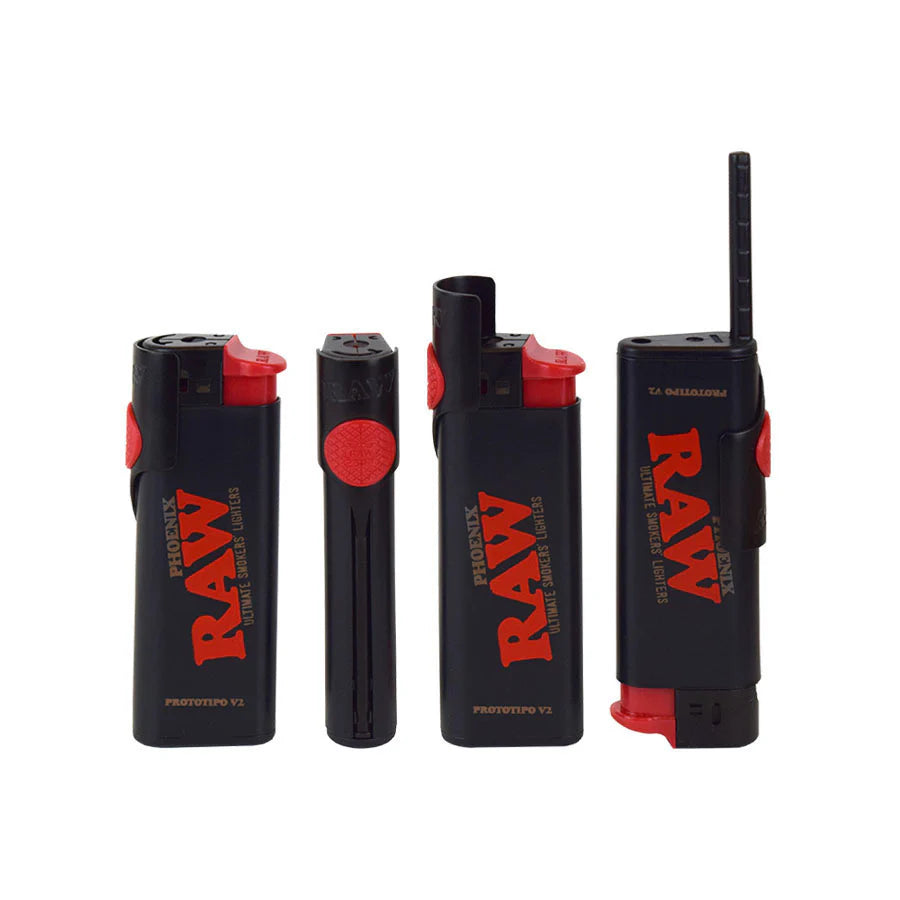 Authentic Raw Phoenix Black Lighter 30 Pack with Poker and Wind Shield ...