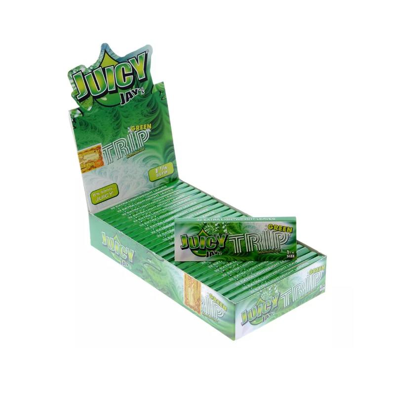 Juicy Jay's Trip Green - Menthol 1 1/4 Rolling Papers - Box of 24 Pack ...