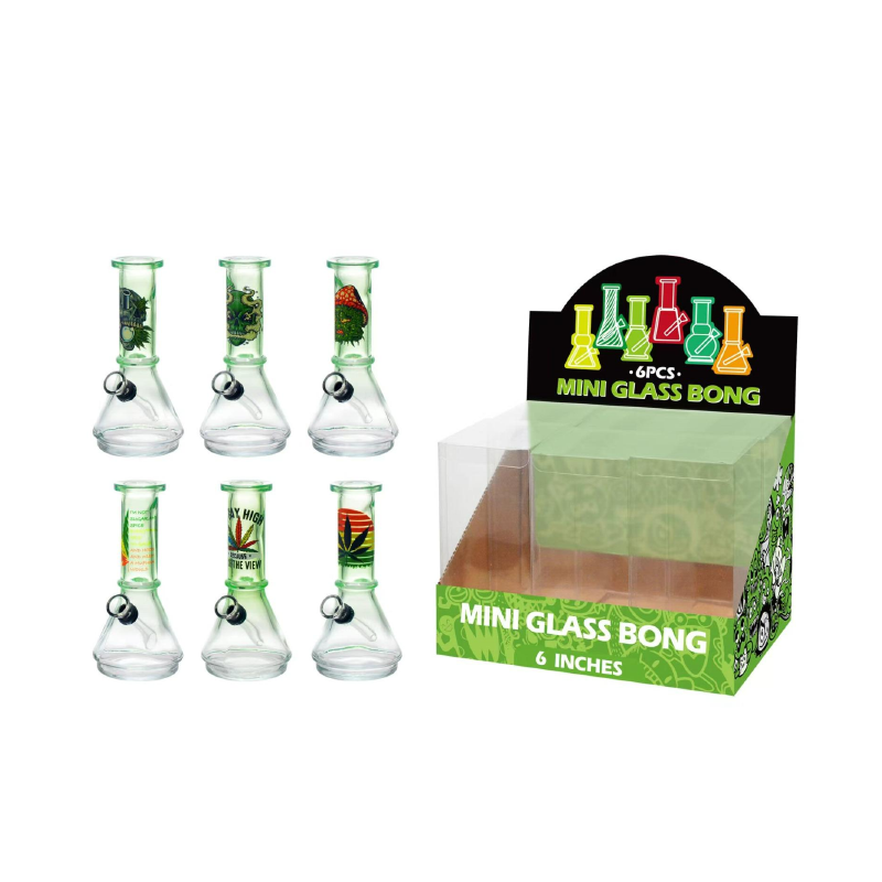 Mini Glass Bong Rasta Assorted Design 6inch x 6 – Smoking Supplier (UK)