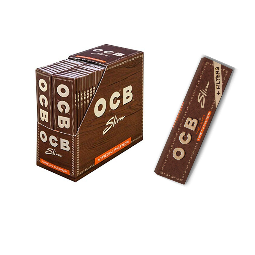 OCB Connoisseur Brown Unbleached King Size Slim + Tips 32 pack ...