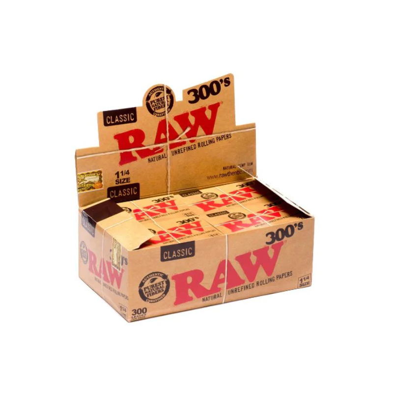 RAW® Classic 300’s 1 1/4 Size Rolling Paper – 20 Packs Display ...