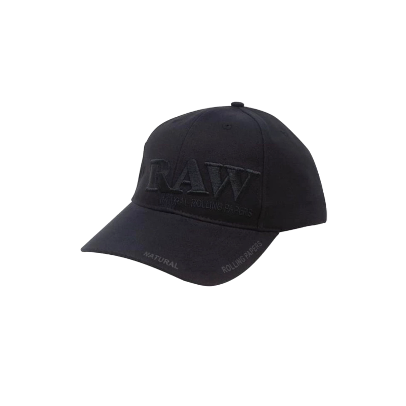 Raw Classic Snapback Cap - Black Embroidered Logo Hat – Smoking ...